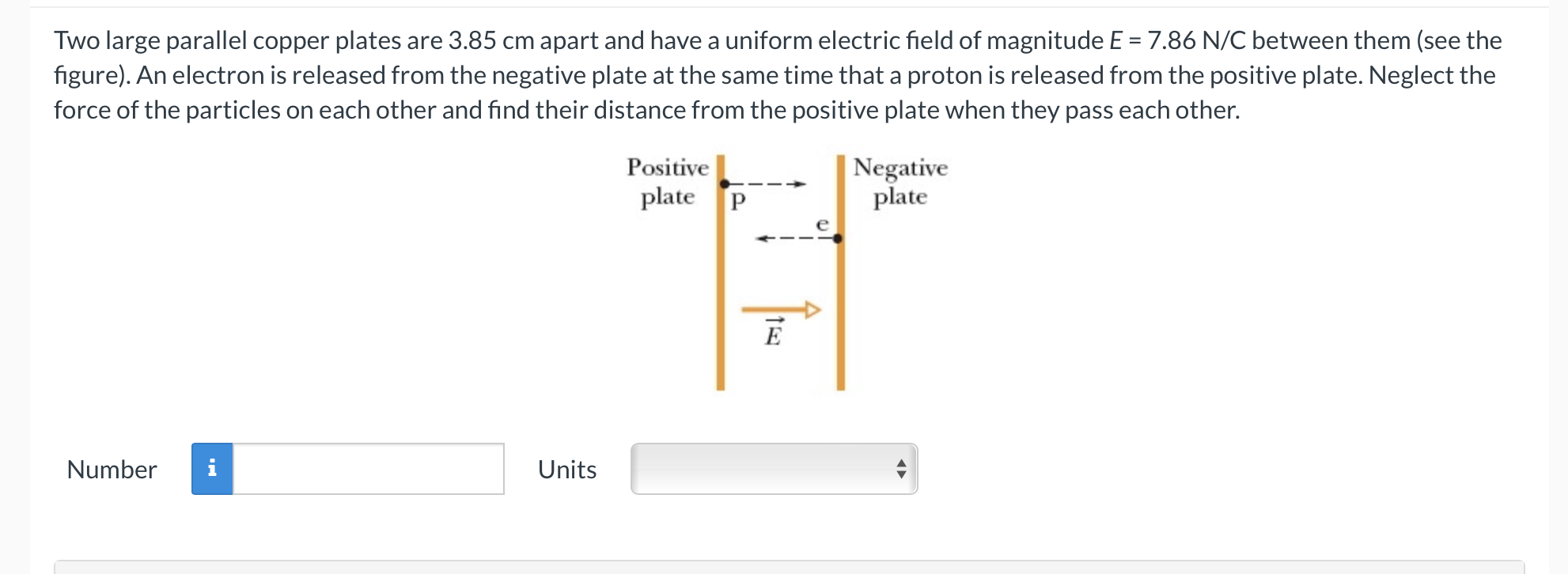 Solved Two large parallel copper plates are 3.85 cm apart | Chegg.com