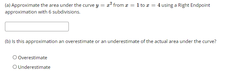 Solved (a) Approximate the area under the curve y=x2 from | Chegg.com