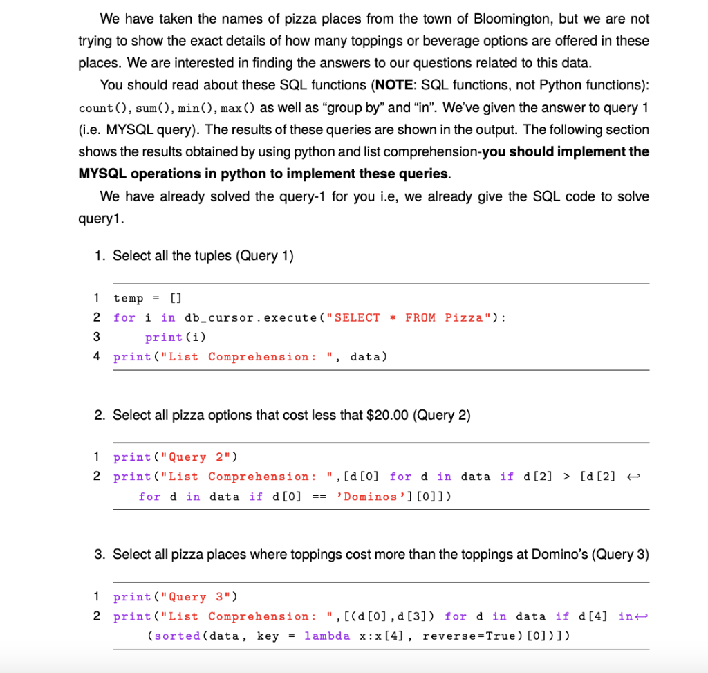 Queries In class we were introduced to SQL and the | Chegg.com