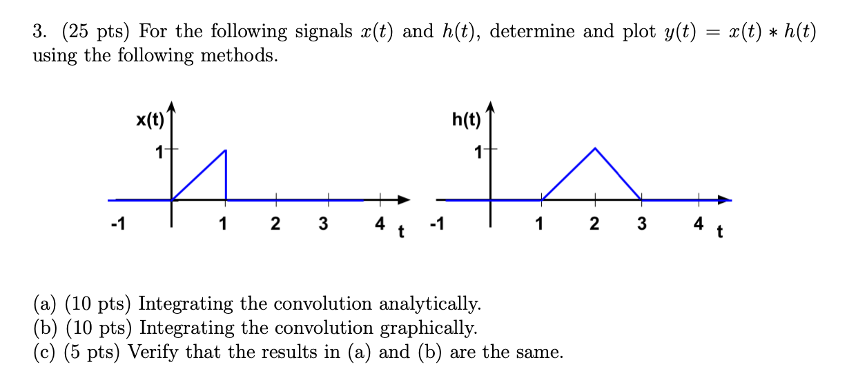 Solved = 3. (25 pts) For the following signals x(t) and | Chegg.com