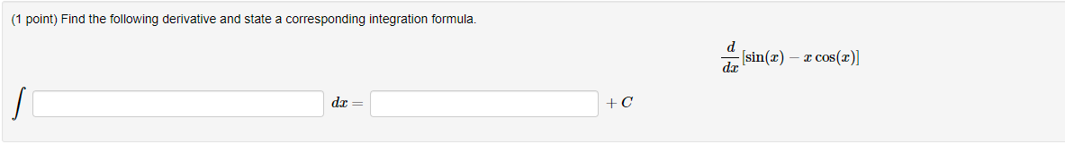 Solved (1 ﻿point) ﻿Find the following derivative and state a | Chegg.com