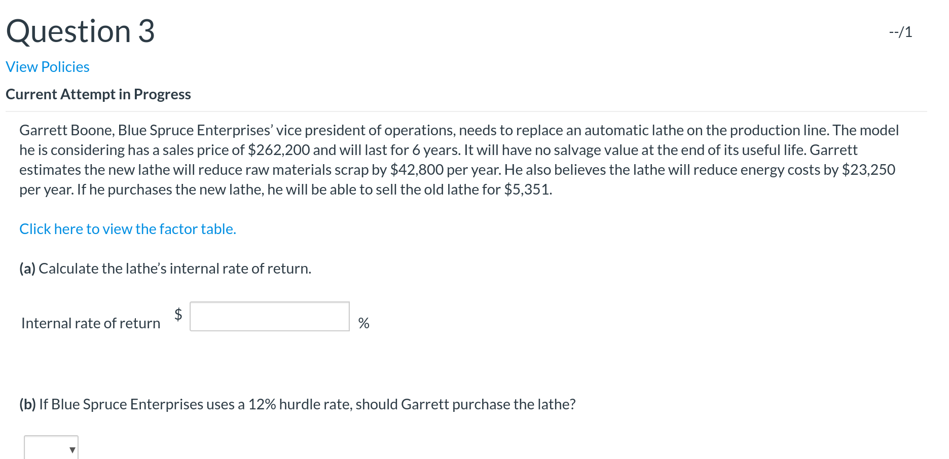 Solved Question 3 --/1 View Policies Current Attempt in | Chegg.com