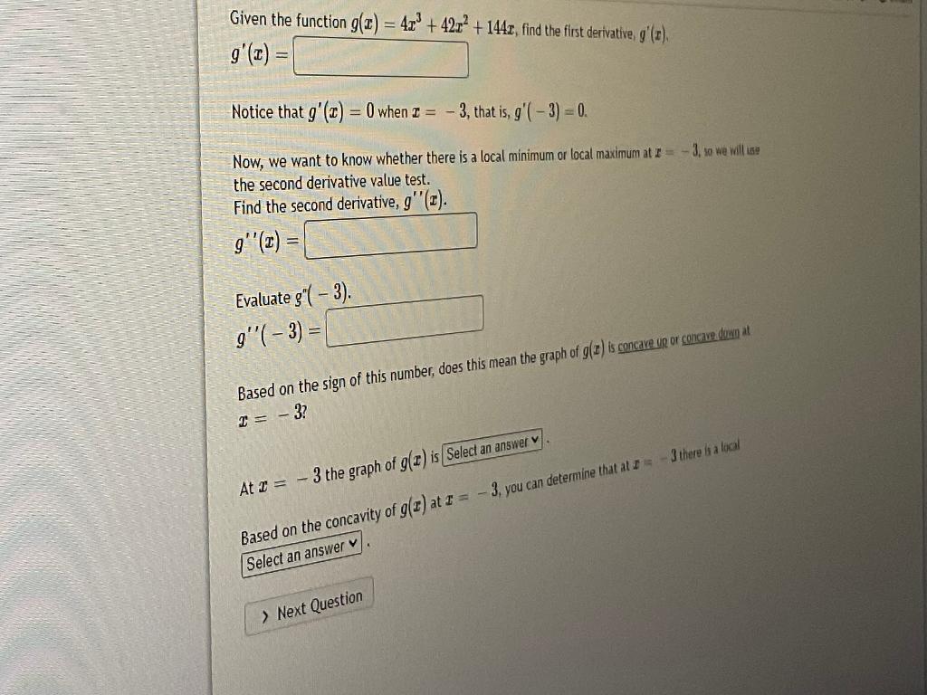 Solved Given the function g(x) = 4x³+422² +144x, find the | Chegg.com