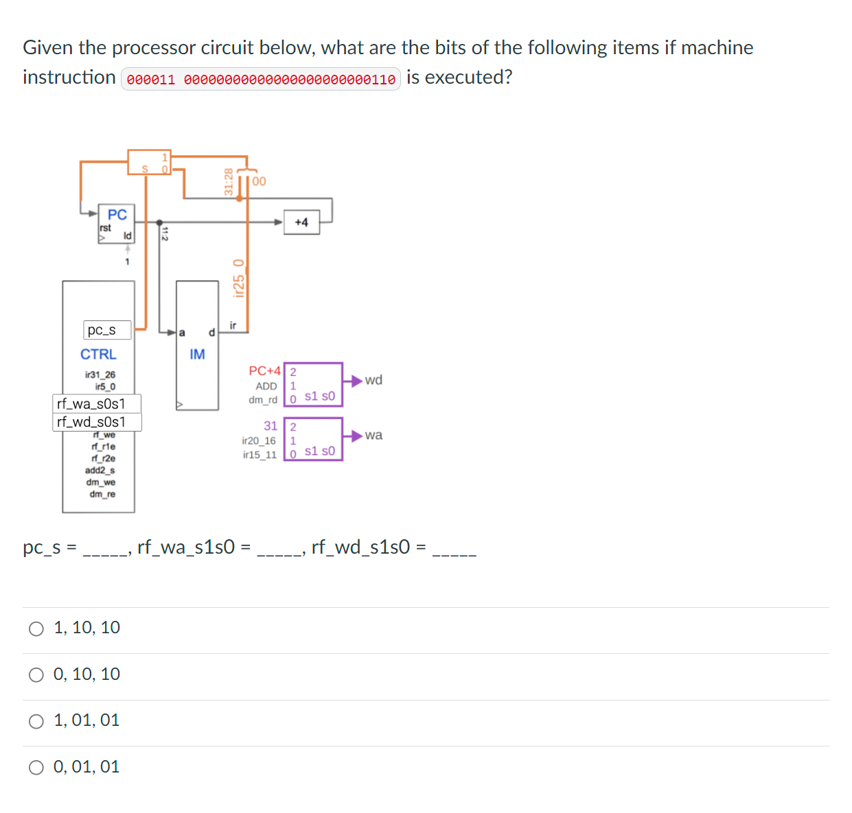 Solved Given the processor circuit below, what are the bits | Chegg.com