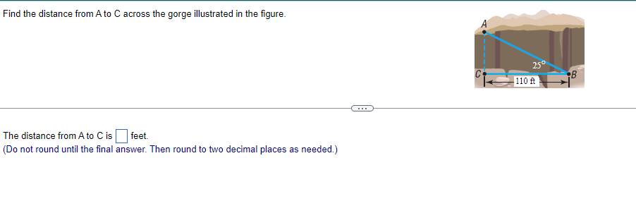 Solved Find the distance from A ﻿to C ﻿across the gorge | Chegg.com