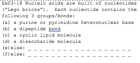Solved Ex03-18 Nucleic acids are built of nucleotides ("Lego | Chegg.com