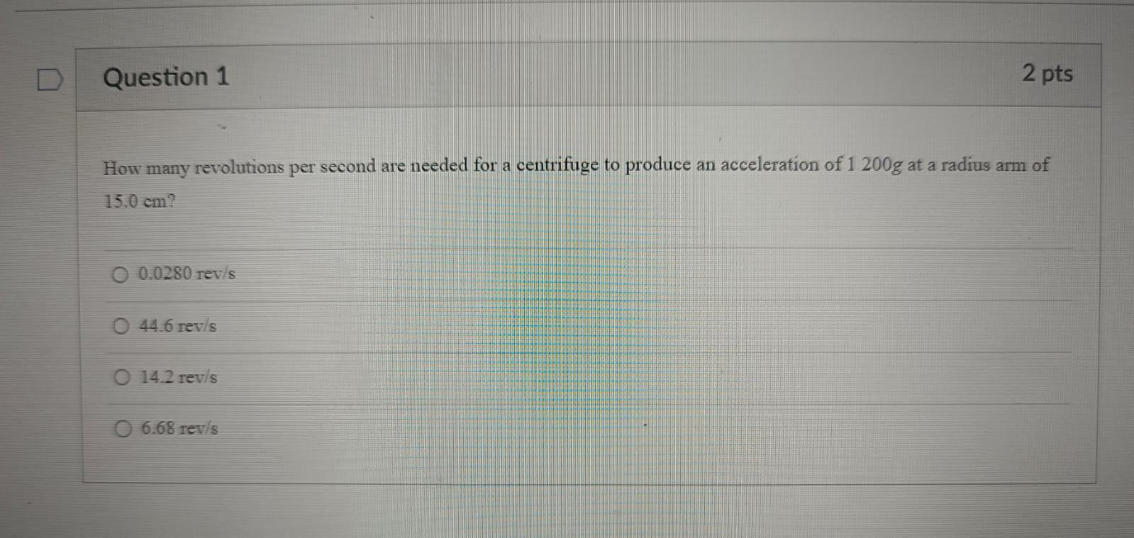 Solved How many revolutions per second are needed for a | Chegg.com
