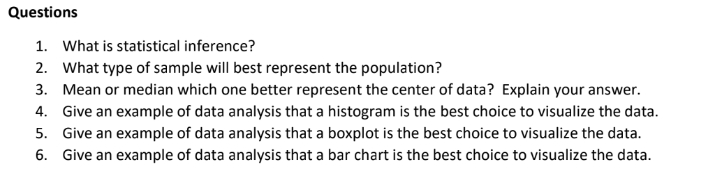 Solved ions 1 What Is Statistical Inference 2 What Chegg
