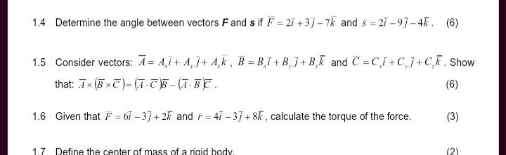 Solved 1.4 Determine the angle between vectors F and s if | Chegg.com