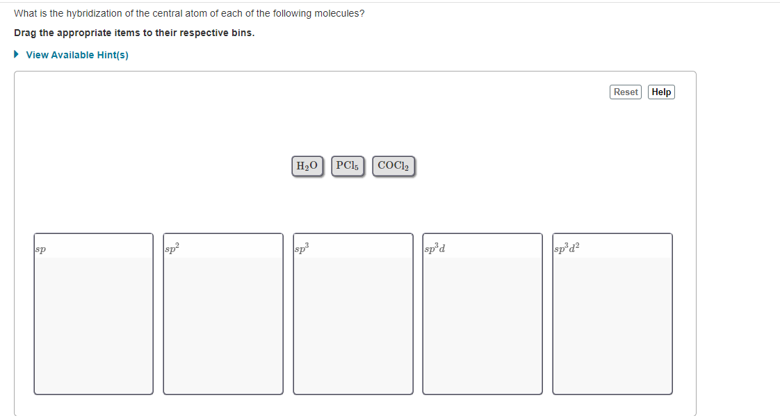 Solved What Is The Hybridization Of The Central Atom Of Each