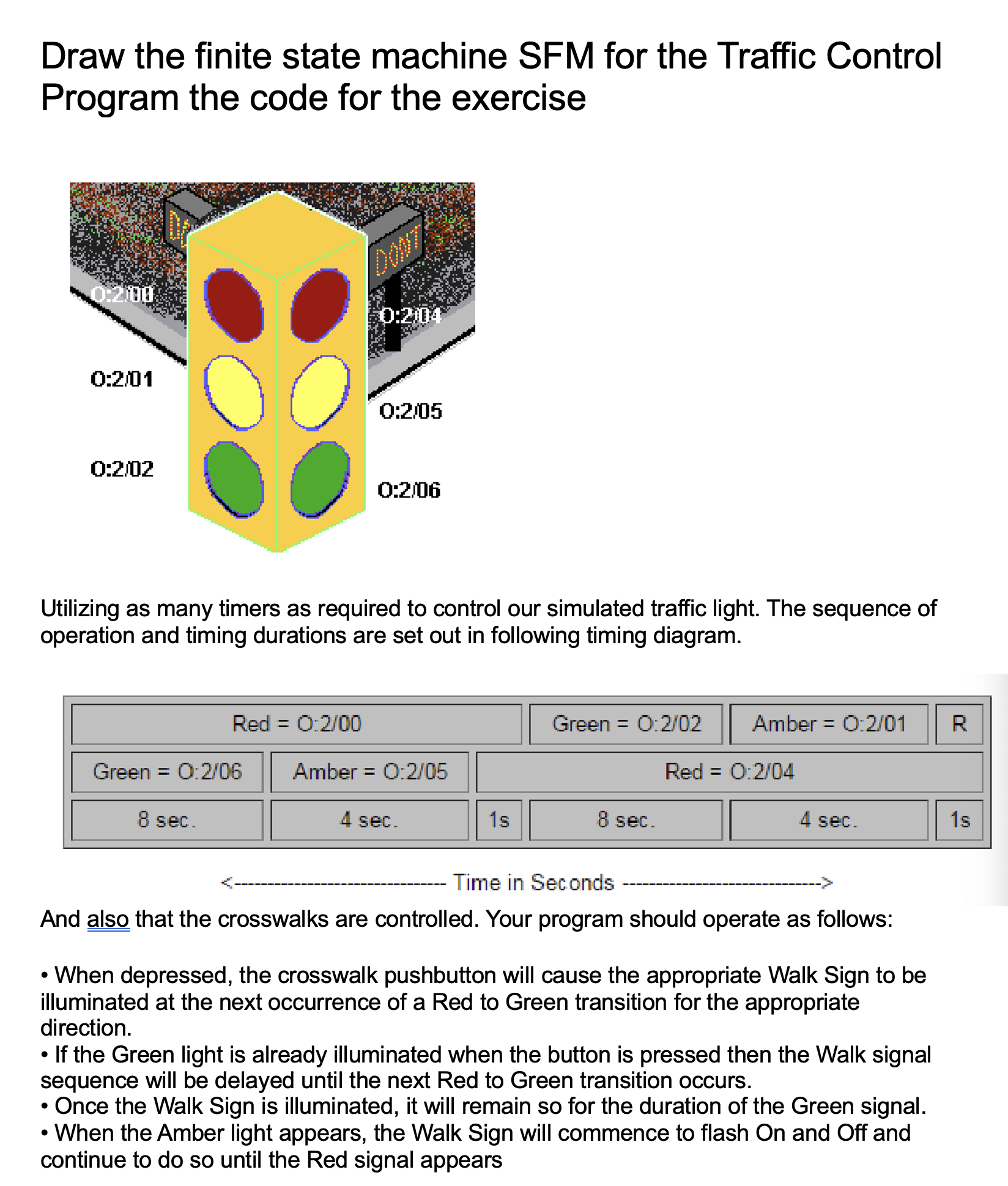 Finite State Machine Diagram With Traffic Lights With Walk B