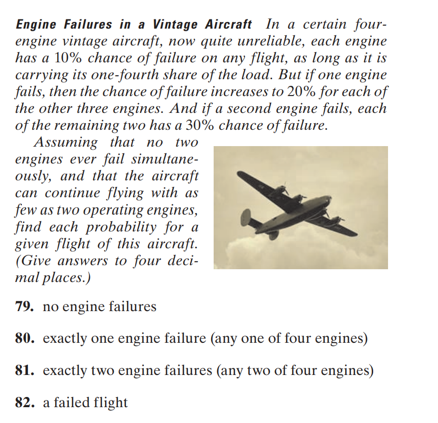 Solved Engine Failures in a Vintage Aircraft In a certain | Chegg.com