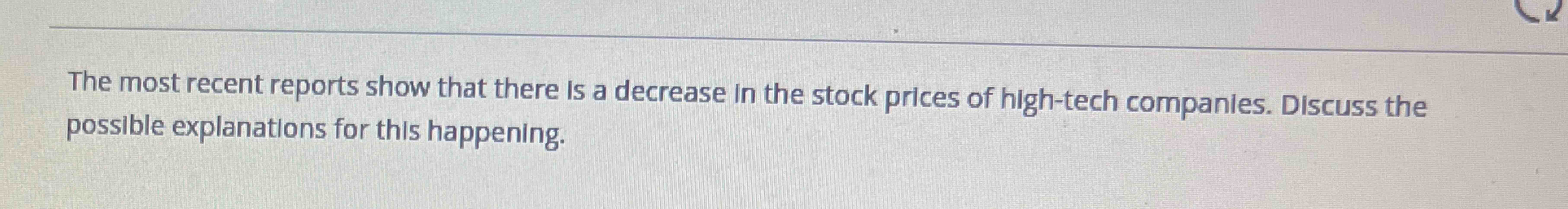 Solved e most recent reports show that there is a decrease | Chegg.com