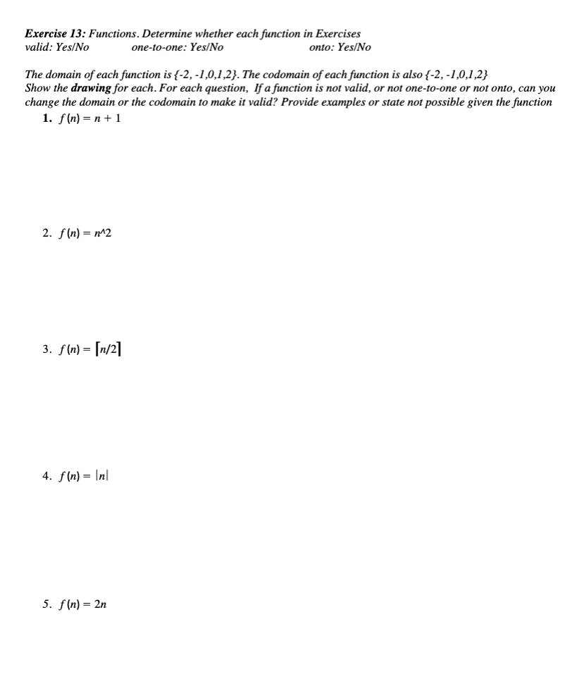 Solved Exercise 13 Functions Determine Whether Each