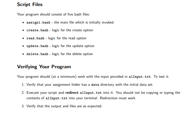 Solved PLEASE INCLUDE ALL BASH FILES STATED IN QUESTION AND | Chegg.com