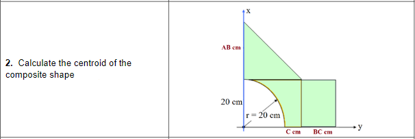 [Solved]: A= 5 B=4 C=7 2. Calculate the centroid of th