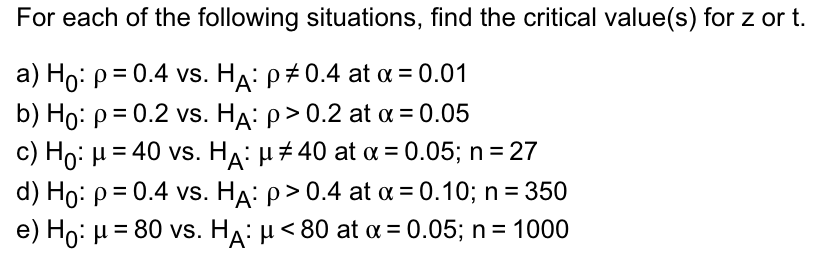 Solved For each of the following situations, find the | Chegg.com