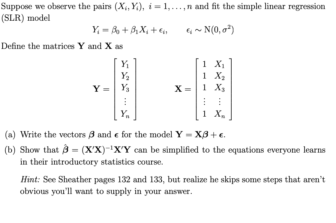 Solved Suppose we observe the pairs (Xi,Y;), i = 1,..., n | Chegg.com