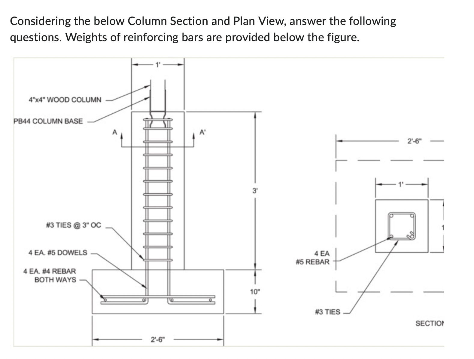 Solved Considering the below Column Section and Plan View, | Chegg.com