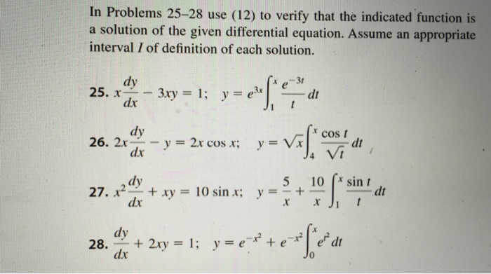 Solved Verify that the indicated function is a solution of | Chegg.com