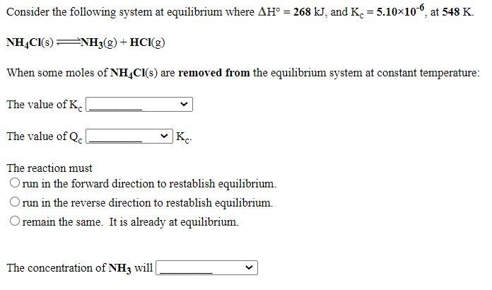 Solved The value of Kc (increase, decrease, stay the | Chegg.com