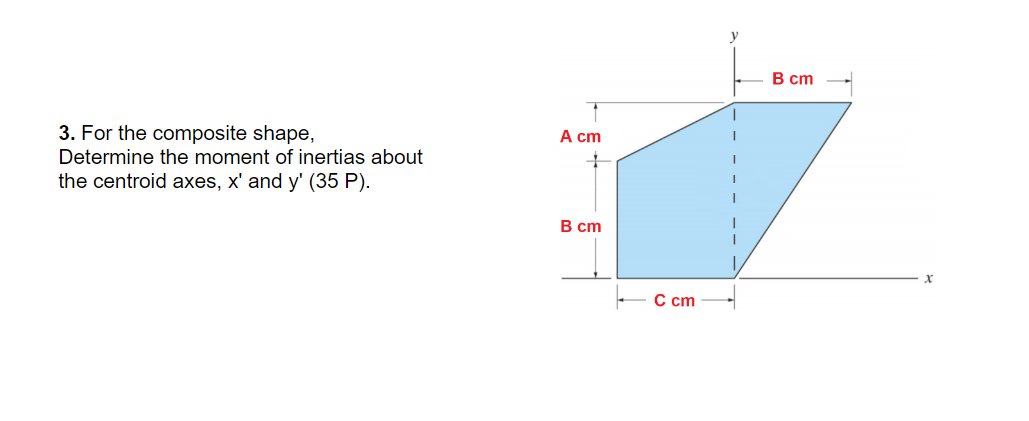 Solved B cm A cm 3. For the composite shape, Determine the | Chegg.com