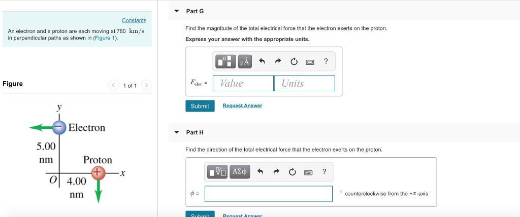 Solved Part C Constants An electron and a proton are each | Chegg.com