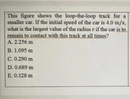 Solved This figure shows the loop-the-loop track for a | Chegg.com