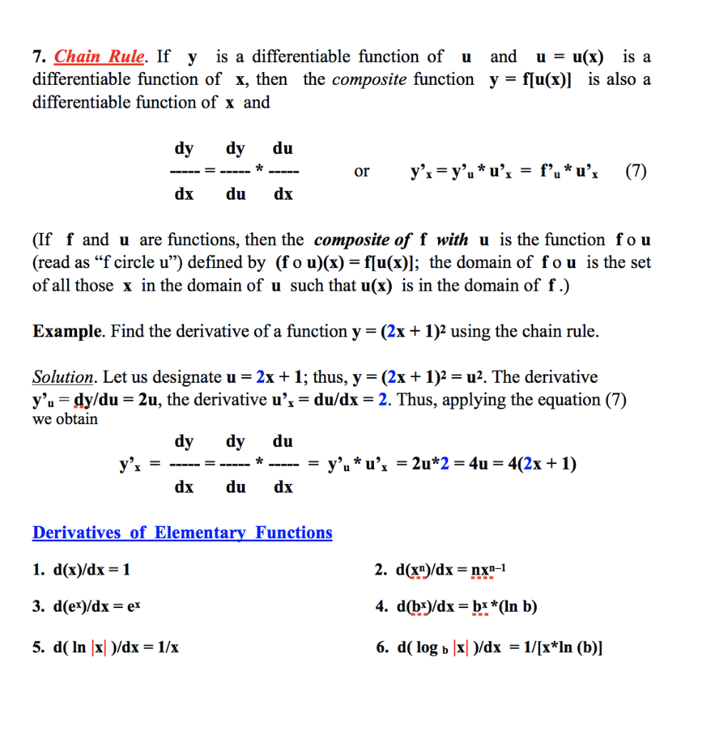 Solved u 7. Chain Rule. If y is a differentiable function of | Chegg.com