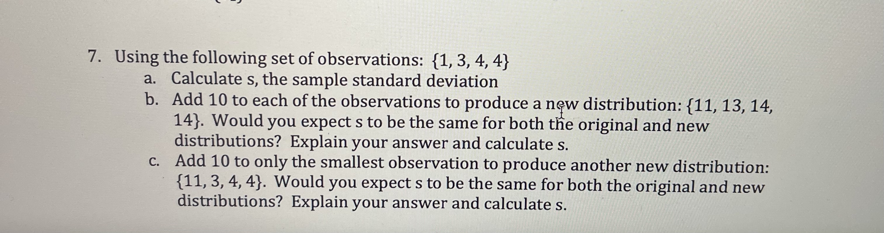 Using the following set of observations: {1,3,4,4}a. | Chegg.com