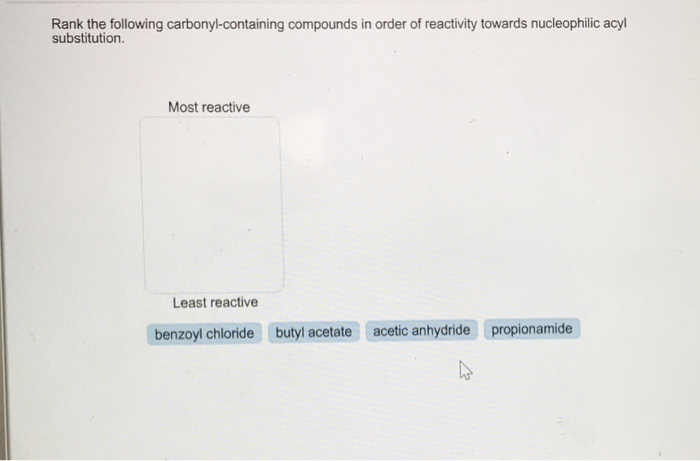 Solved Rank The Following Carbonyl Containing Compounds In
