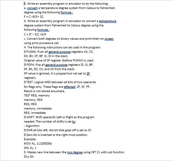 Solved B. Write an assembly program in emulator to do the | Chegg.com