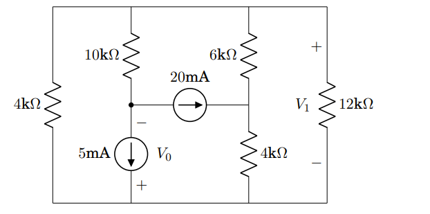 Solved determine Vo and V1 using loop analysis | Chegg.com