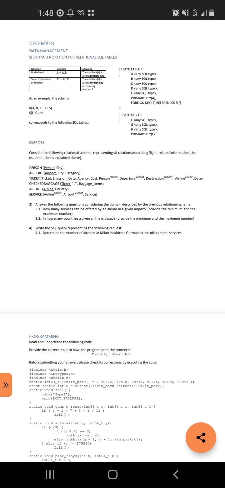 Solved 1:48 O A DECEMBER DATA MANAGEMENT SHORTAND NOTATION | Chegg.com