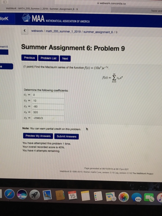 Solved webwork.concordia.ca WeBWork: MATH 205 Summer 1,2019: | Chegg.com
