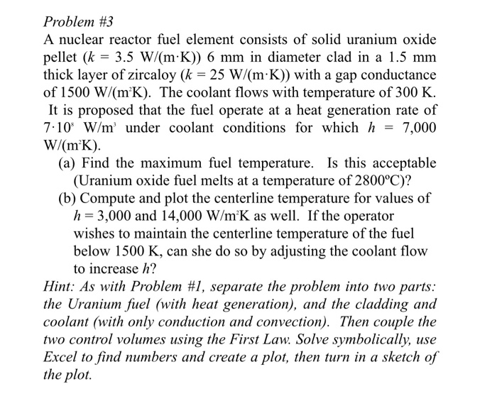 Solved Problem #3 A nuclear reactor fuel element consists of | Chegg.com
