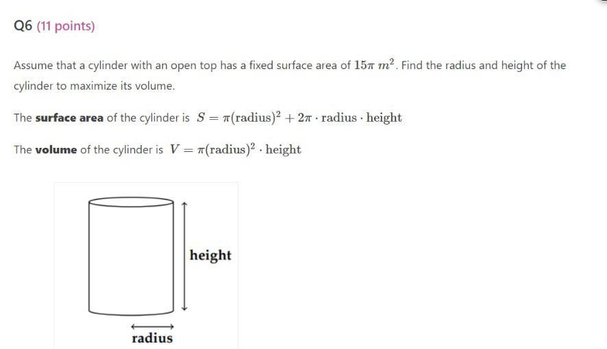 Solved Q6 (11 points) Assume that a cylinder with an open | Chegg.com