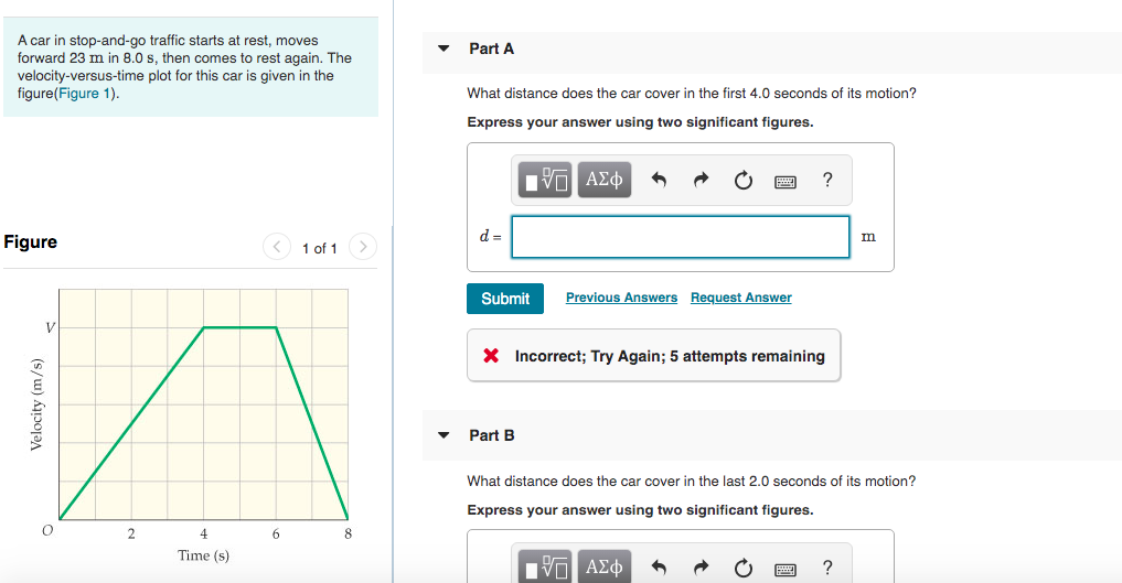 Solved Part A A car in stop-and-go traffic starts at rest, | Chegg.com