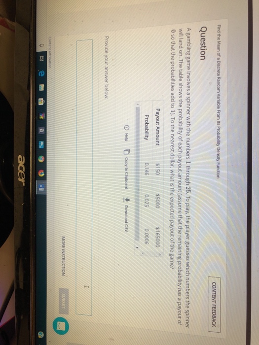 Solved Question A gambling game involves a spinner with the | Chegg.com