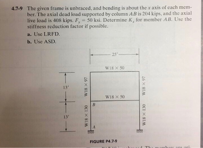 Solved The given frame is unbraced, and bending is about the | Chegg.com