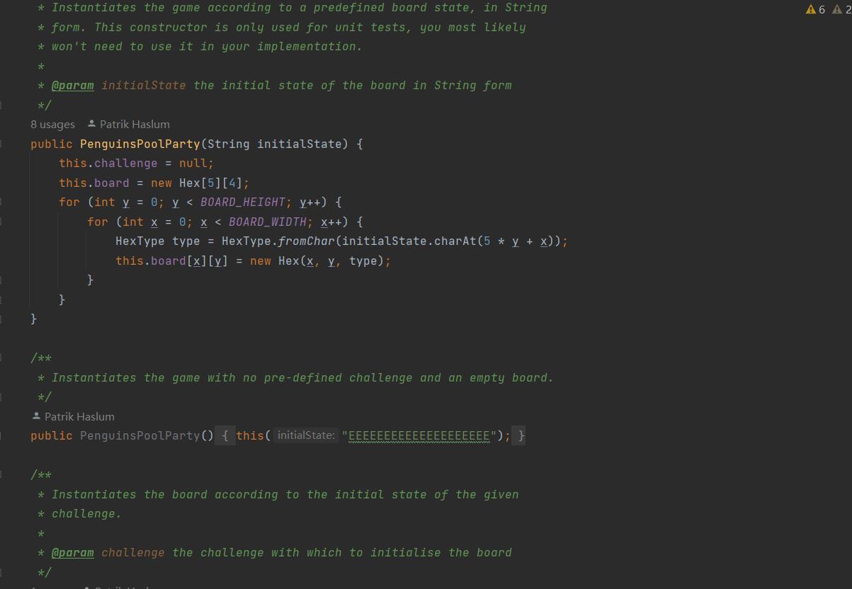 ublic class PenguinsPoolParty \{ // The game board | Chegg.com