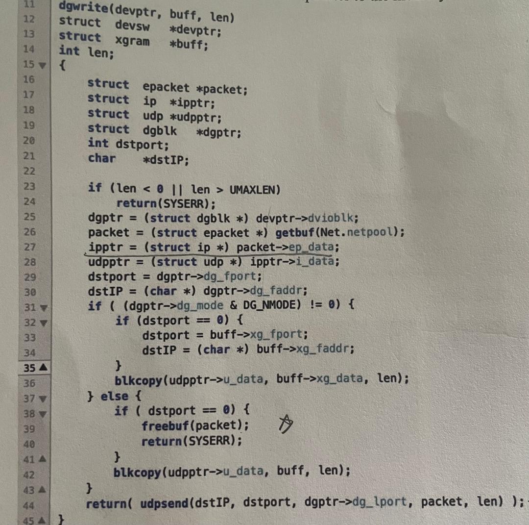 Solved Line 26: packet a pointer to the memory allocated by | Chegg.com
