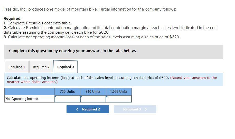 Presidio, Inc., produces one model of mountain bike. | Chegg.com