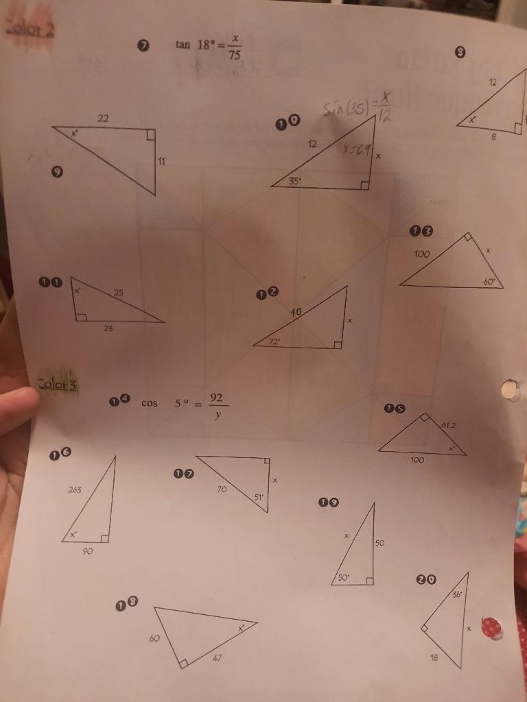 Solved (7) tan18∘=75x cos5∘=y92 | Chegg.com