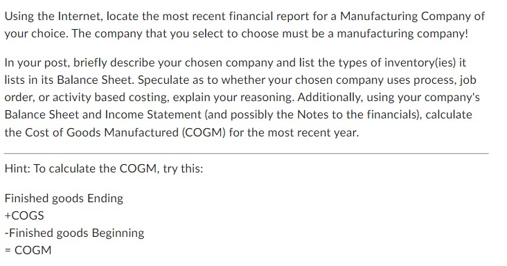 Solved Using the Internet, locate the most recent financial | Chegg.com