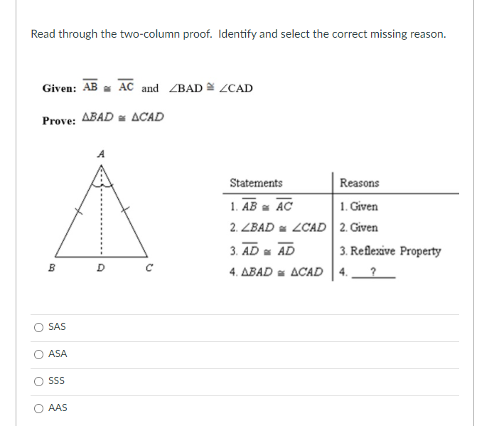 Solved Read through the two-column proof. Identify and | Chegg.com