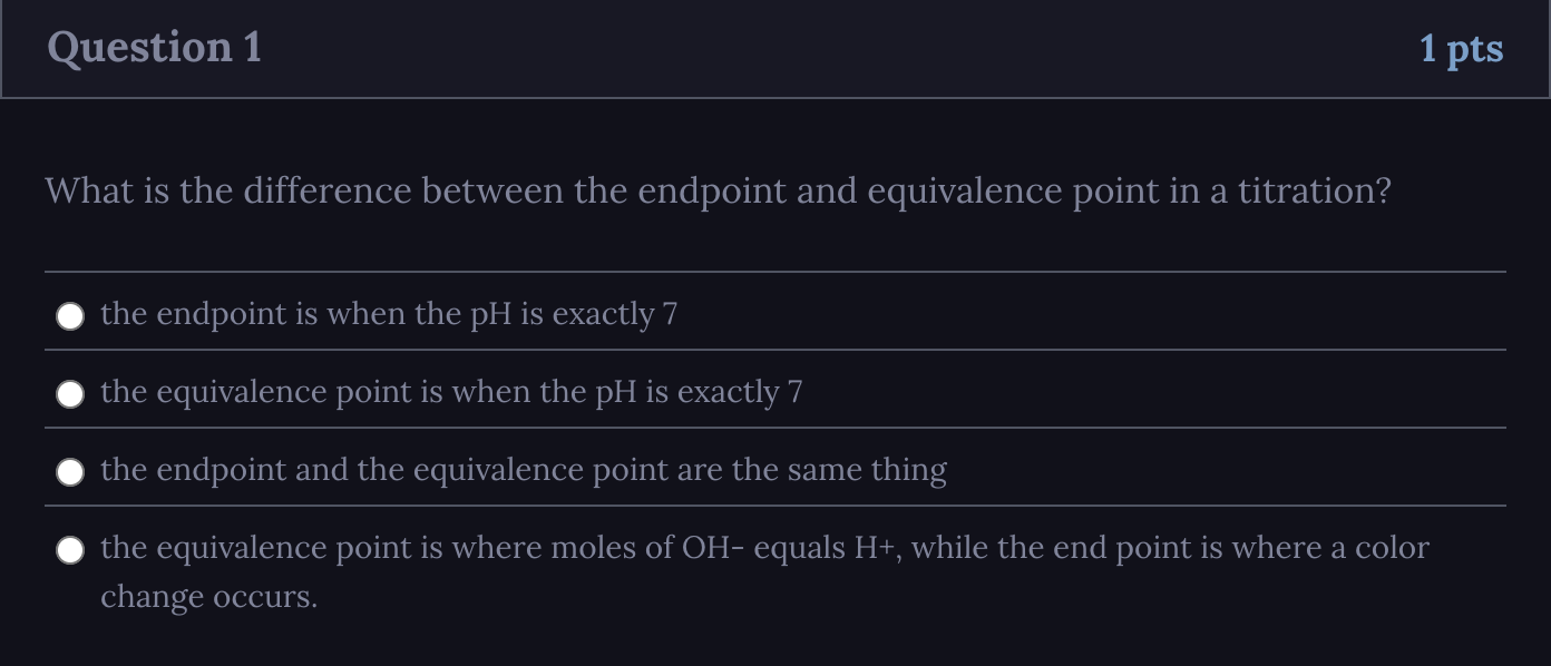 Solved Question 1What is the difference between the endpoint | Chegg.com