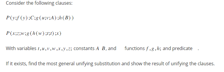 Solved Consider the following clauses: | Chegg.com