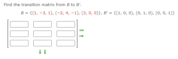 Solved Find the transition matrix from B to B′. | Chegg.com