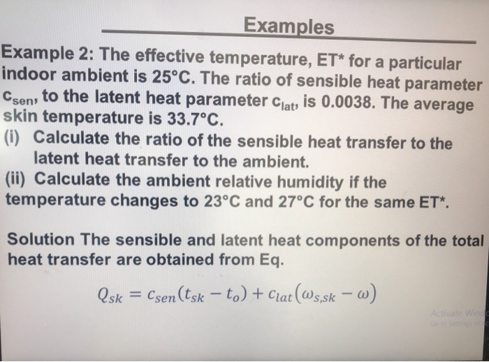 Solved Examples Example 2: The effective temperature, ET* | Chegg.com